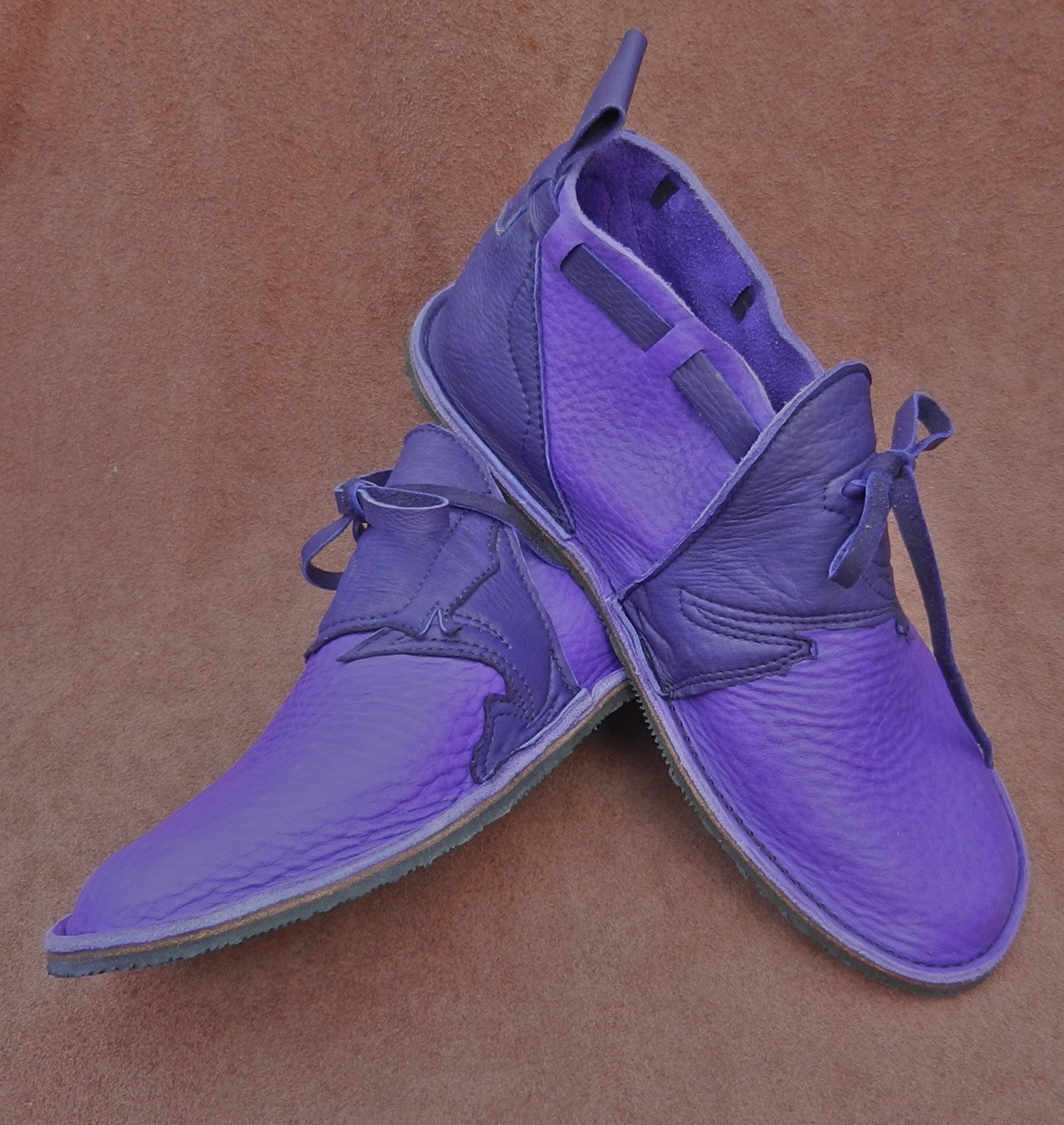 Handmade Custom Leather Shoes Purple Bull Hide no | Etsy