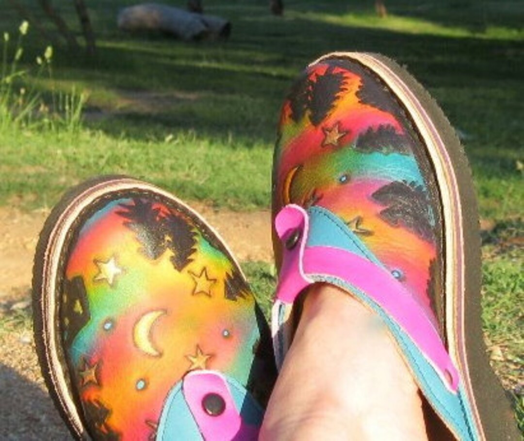 Leather Handmade Custom Sling Back Clogs Shoes House in the Woods Hand ...