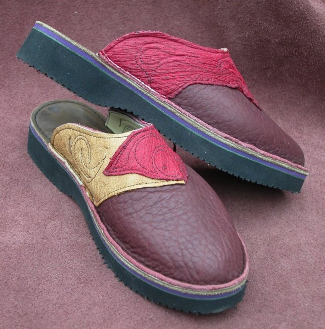 Leather Custom Clogs Handmade Shoes - Redwood Buffalo, Ostrich Leather ...