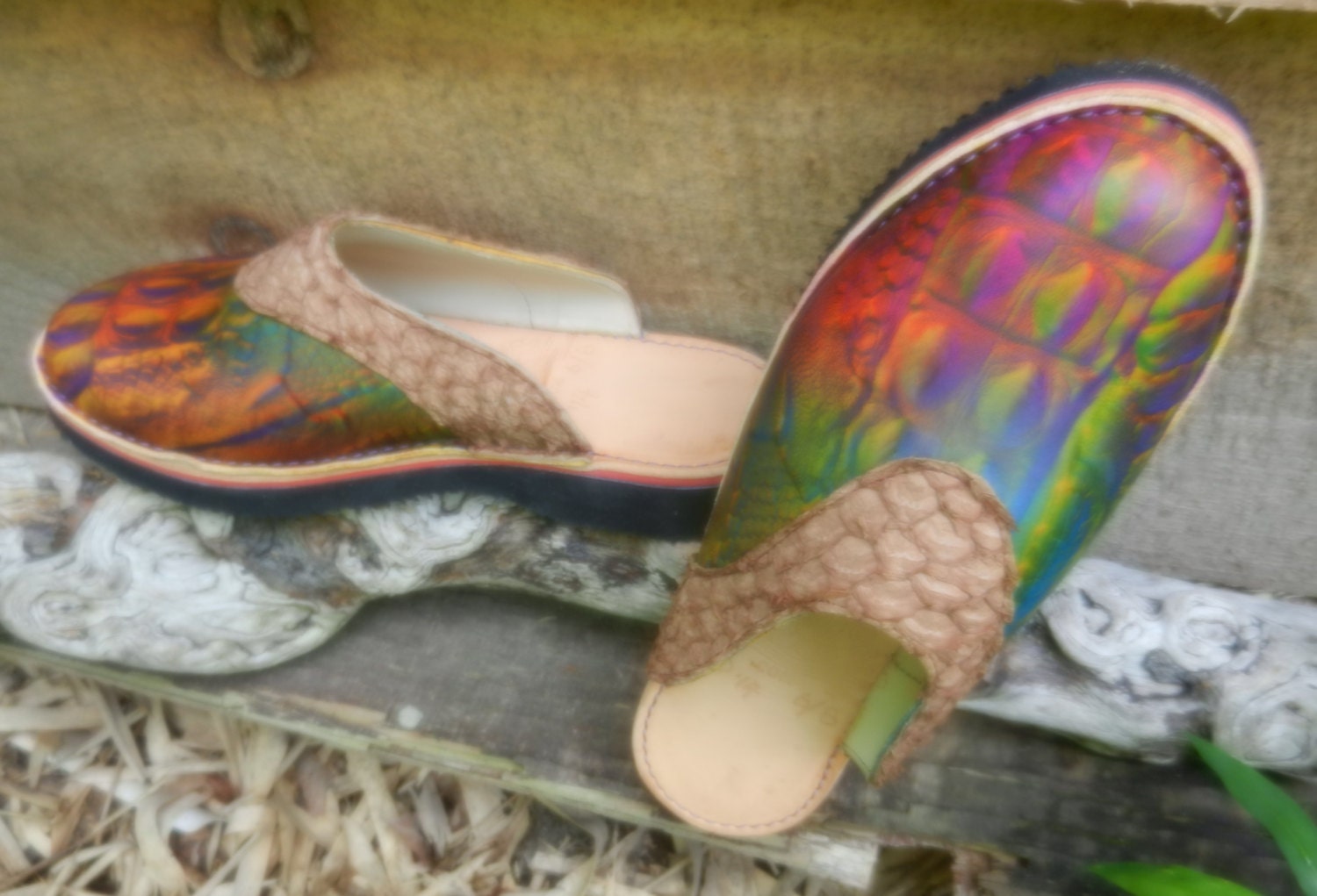 Leather Custom Handmade Clogs Shoes Embossed Enlish Calf - Etsy