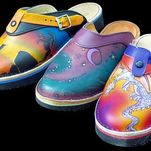 Leather Handmade Custom Sling Back Clogs Shoes House in the Woods Hand ...