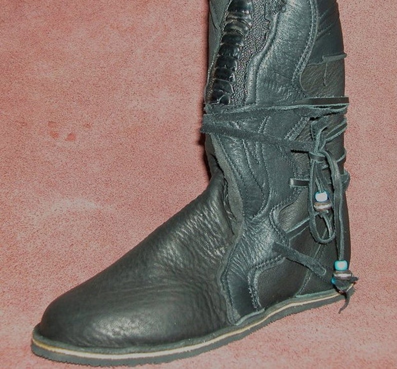 Handmade Leather Boots Custom Black Bull Hide & Emu and - Etsy