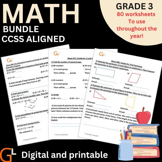 Grade 3 Math Worksheets Grade 3 Math Bundle - Etsy