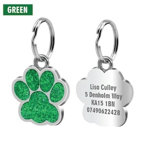 Personalised Dog Tag Name, Engraved Paw Shape Pet Dog Cat Tags, Pet ...
