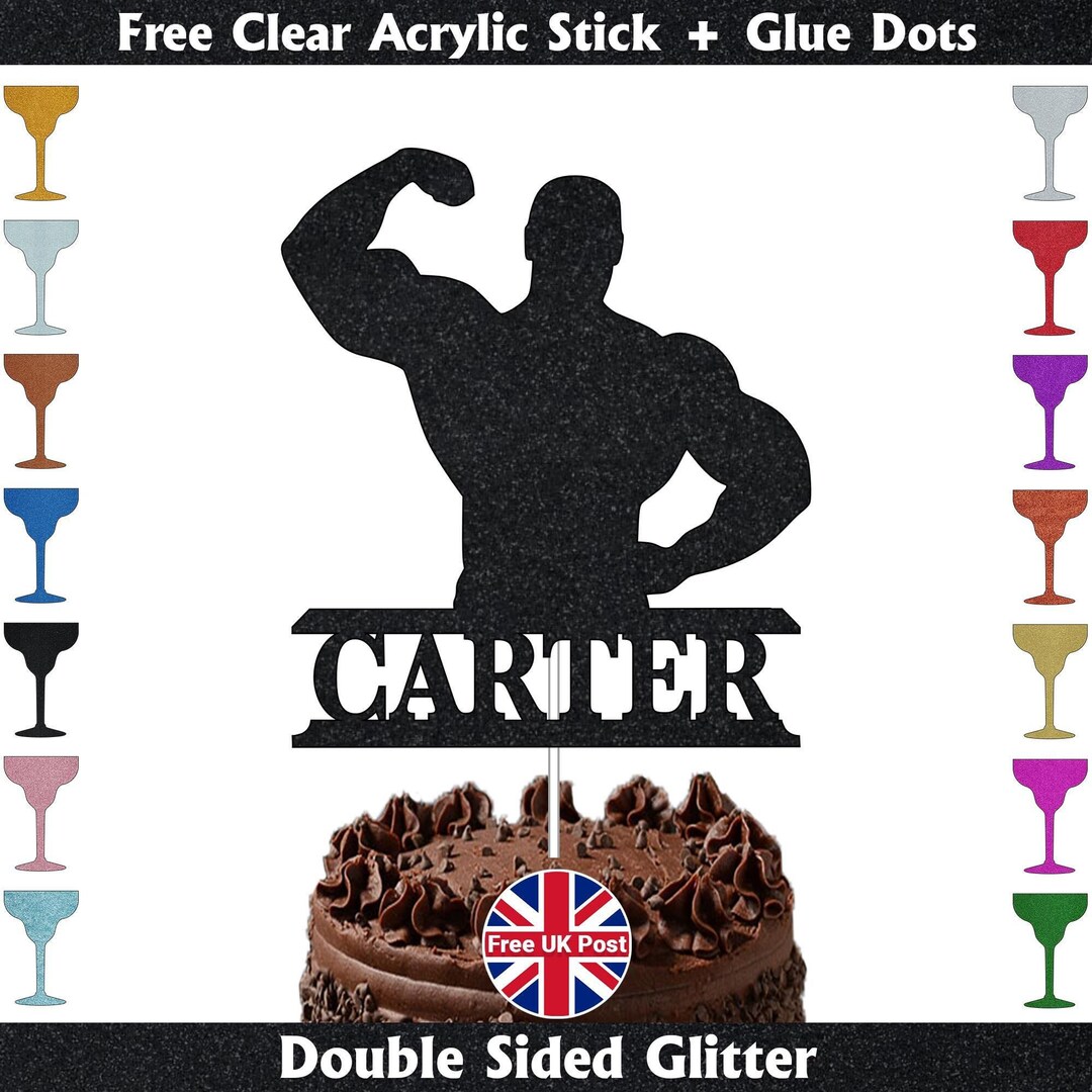 Body Builder Cake Topper, Men's Birthday Cake Topper, Custom Name ...