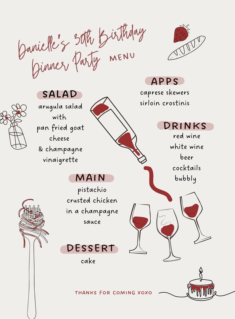 Editable Digital Menu Template | Customizable Printable Menu Design ...