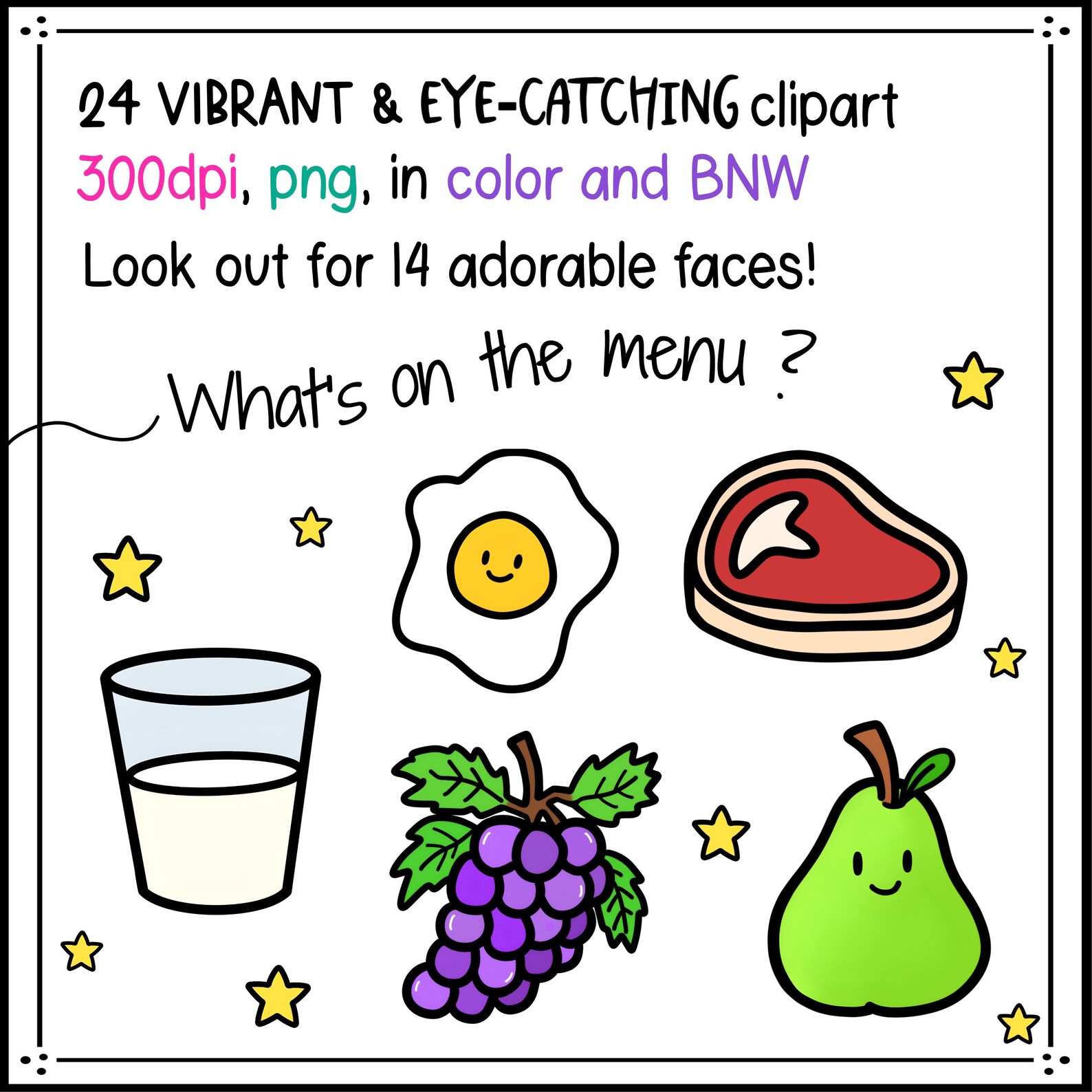 Healthy Food Clipart Cute Vibrant Images for Kids | Fruits Vegetables ...