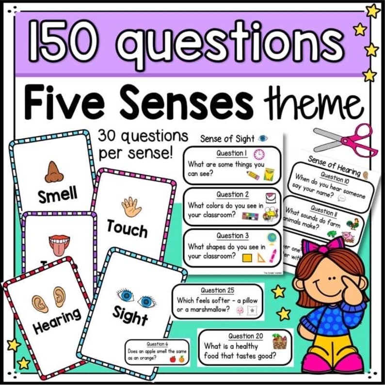 Five Senses Questions | Preschool Kindergarten Lesson Circle Time | 5 ...