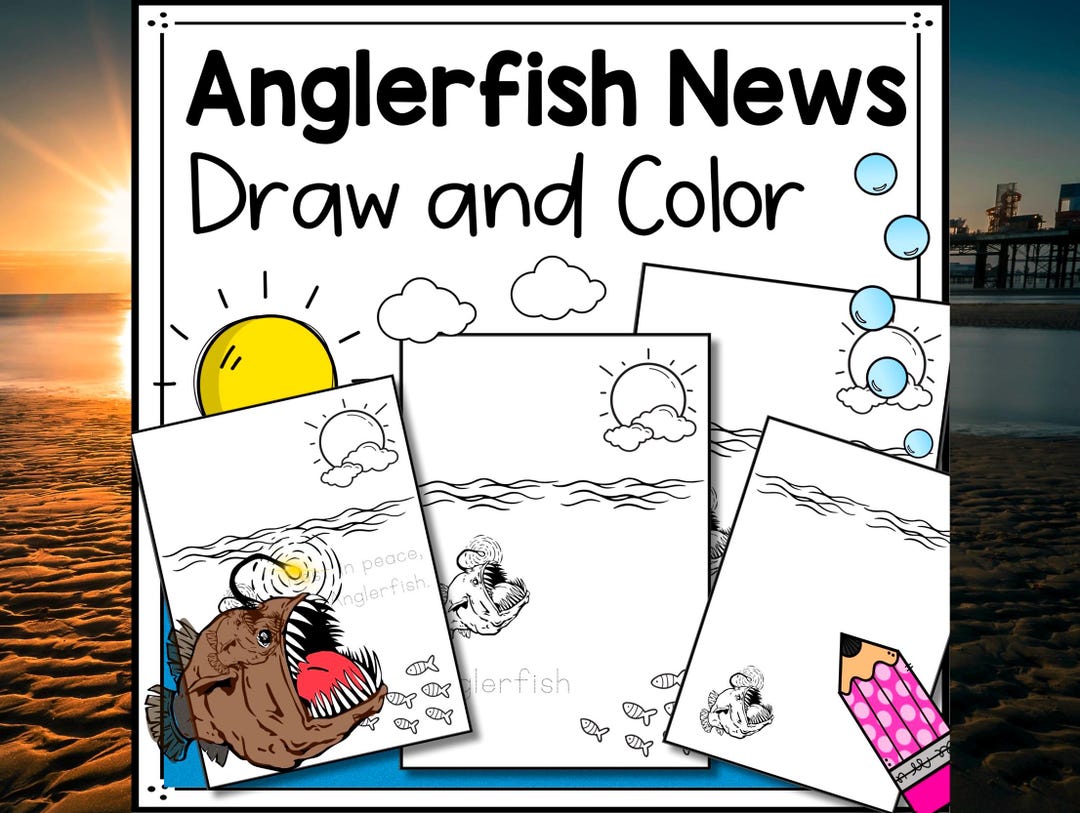 Anglerfish Deep Sea Creature Kids Coloring Sheet 2025 Ocean News - Etsy