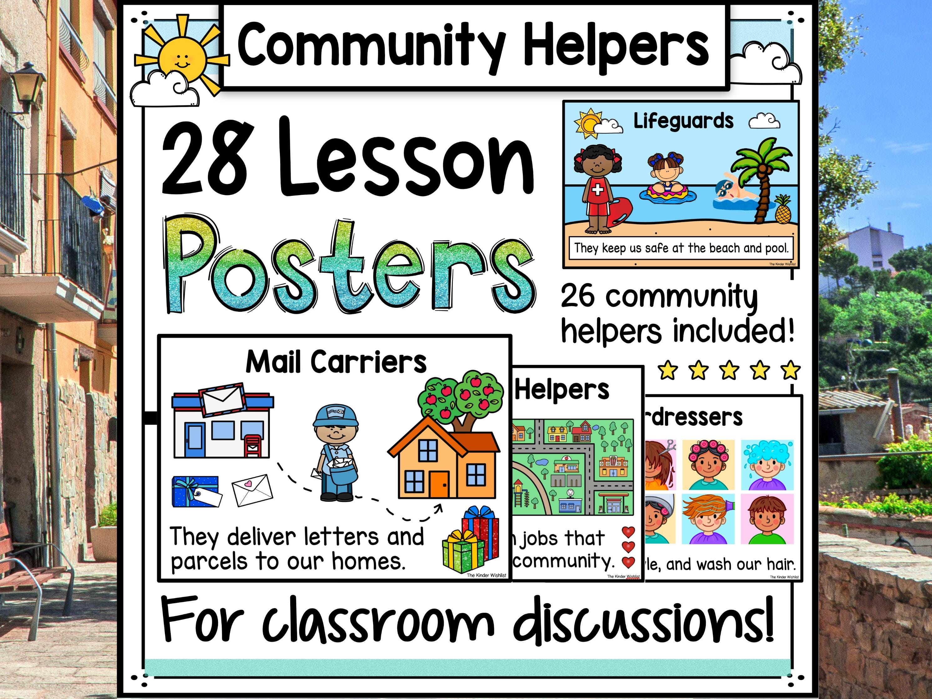 Community Helpers Posters | Preschool Kindergarten Lesson Slides | Unit ...