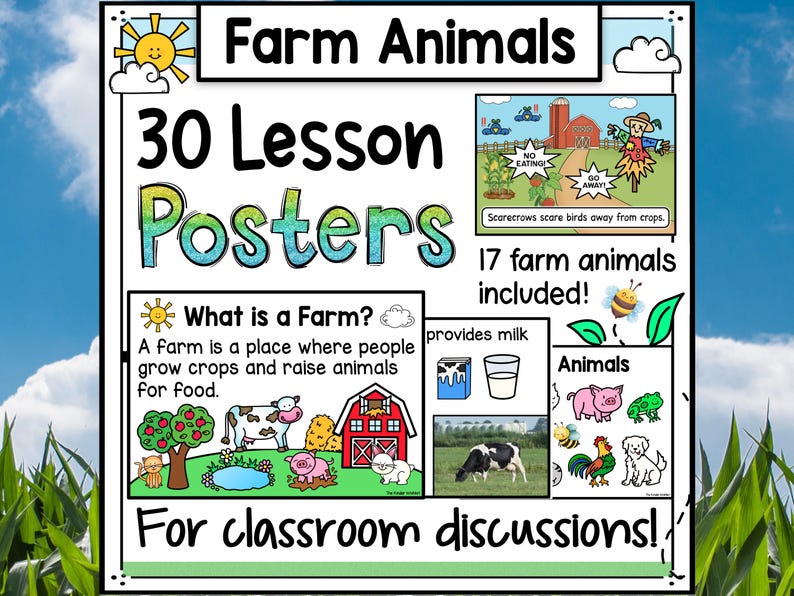Farm Animals Lesson Posters | Preschool Kindergarten Lesson Plans ...