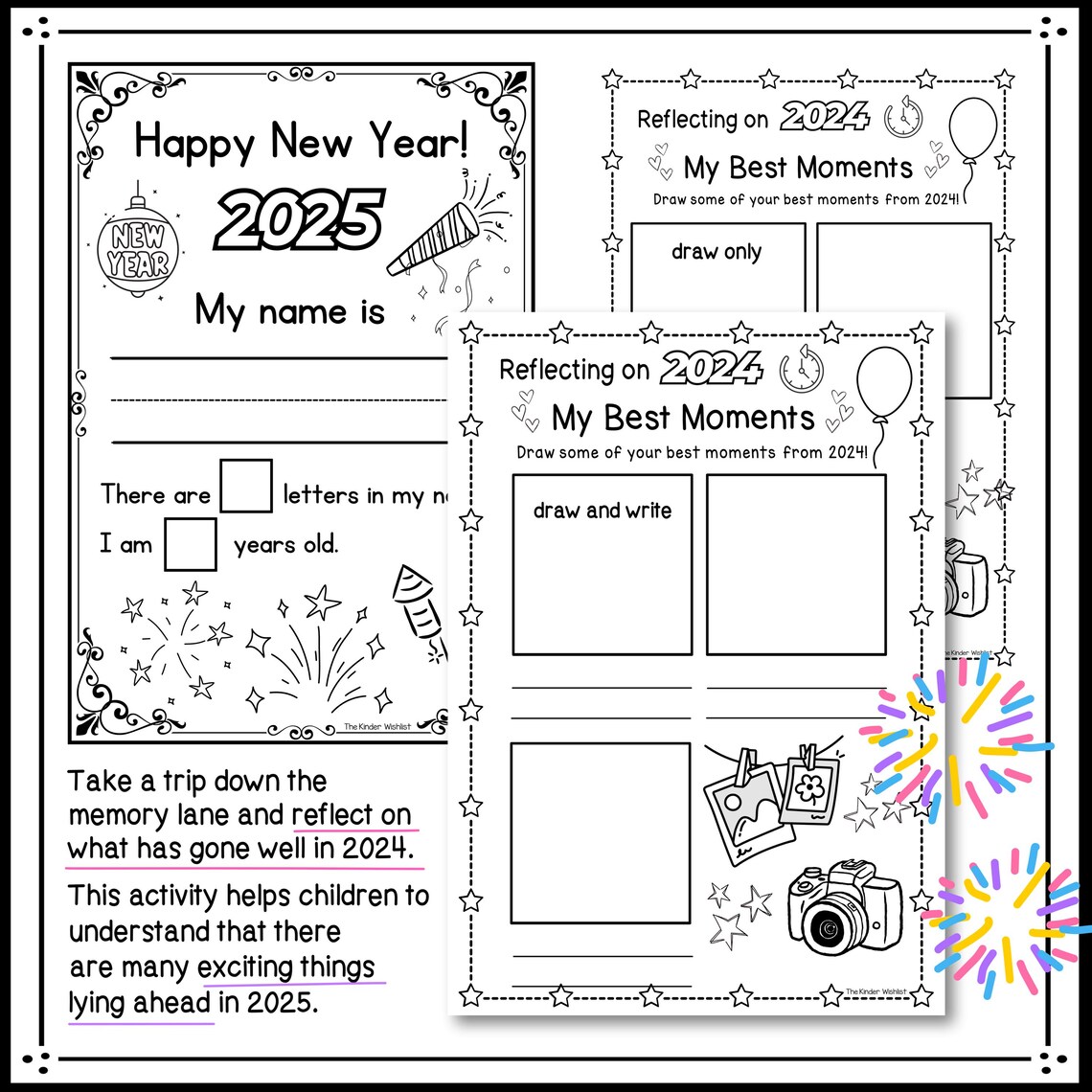 New Year Resolutions Kids Worksheets 2025 Preschool Kindergarten First ...