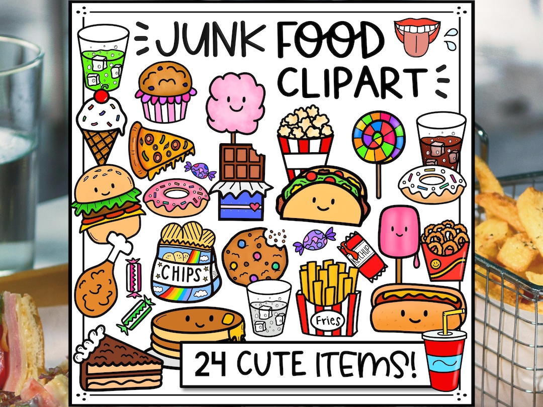 Junk Food Clipart Cute Vibrant Images for Kids | Fast Food | Unhealthy ...