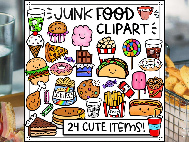 Junk Food Clipart Cute Vibrant Images for Kids | Fast Food | Unhealthy ...