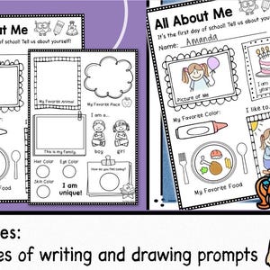 All About Me | Preschool Kindergarten Worksheets | First Day of School ...