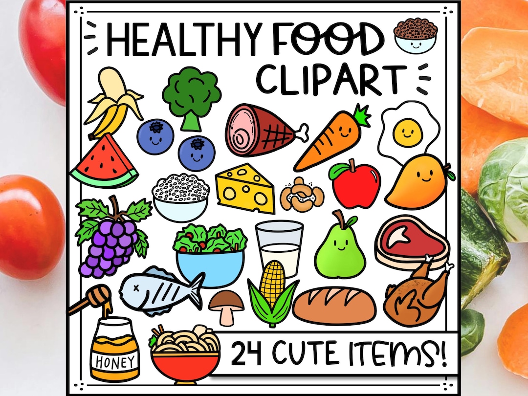 Healthy Food Clipart Cute Vibrant Images for Kids | Fruits Vegetables ...