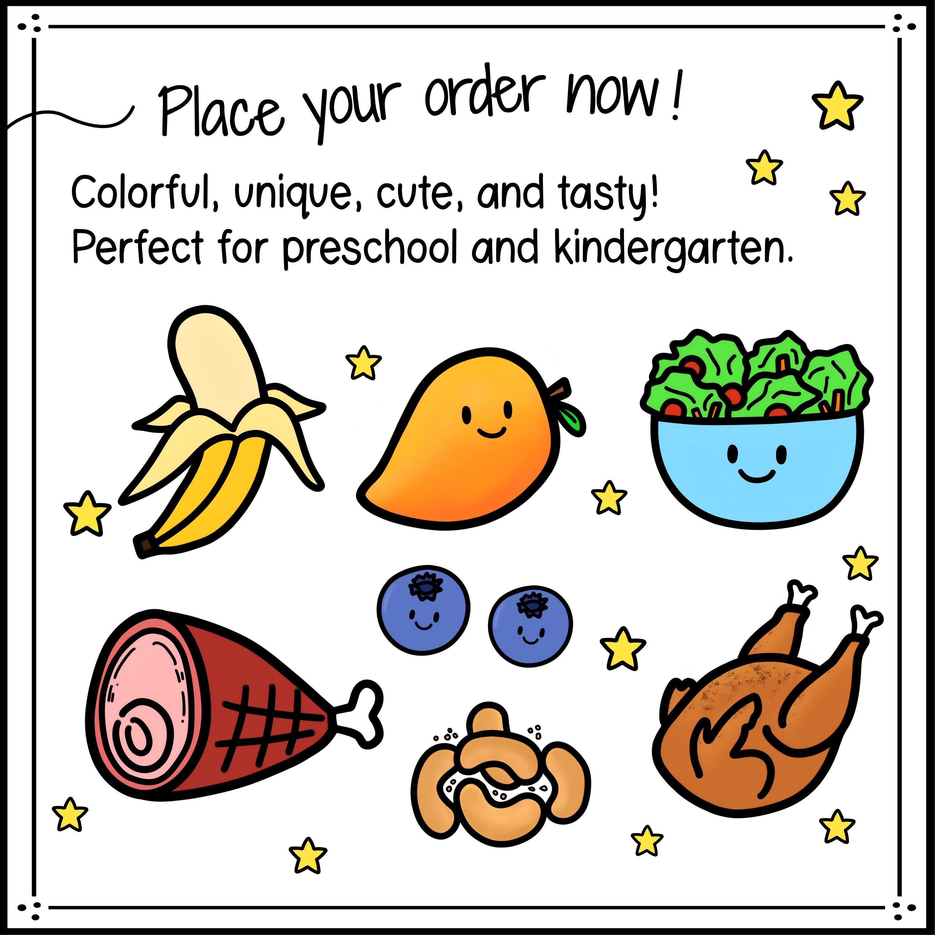 Healthy Food Clipart Cute Vibrant Images for Kids | Fruits Vegetables ...