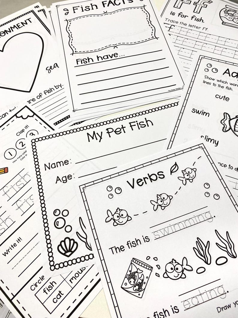 Fish Unit | Creative Worksheets for Kids | Preschool and Kindergarten ...