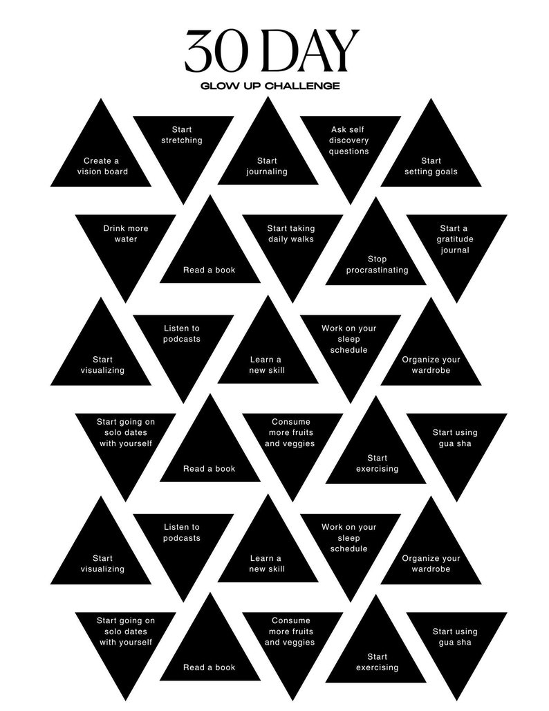 30-day Glow up Challenge Printable – Transform Your Life With Daily ...