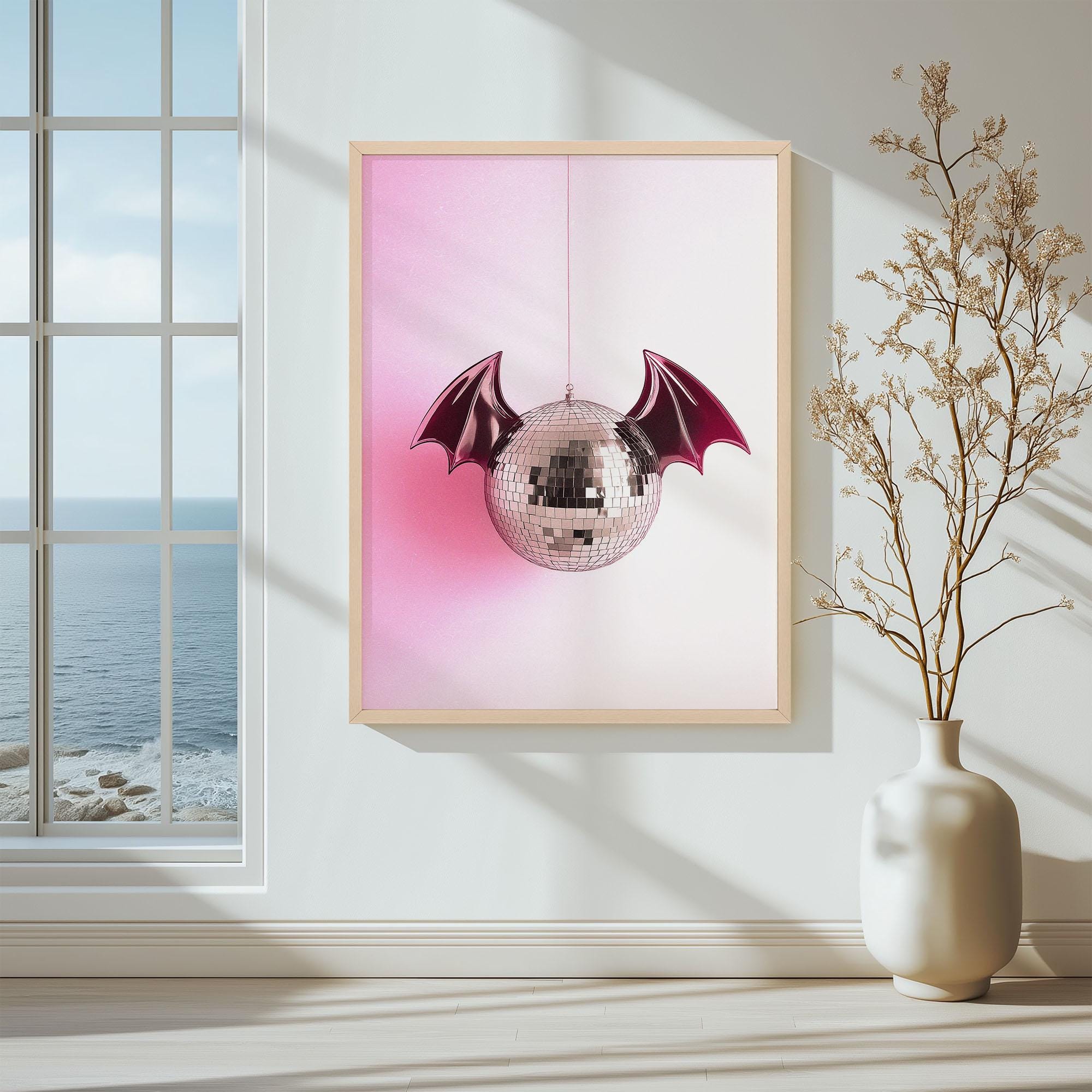 Spooky Halloween Retro Wall Art on Wooden Frames, Fun Halloween Disco ...