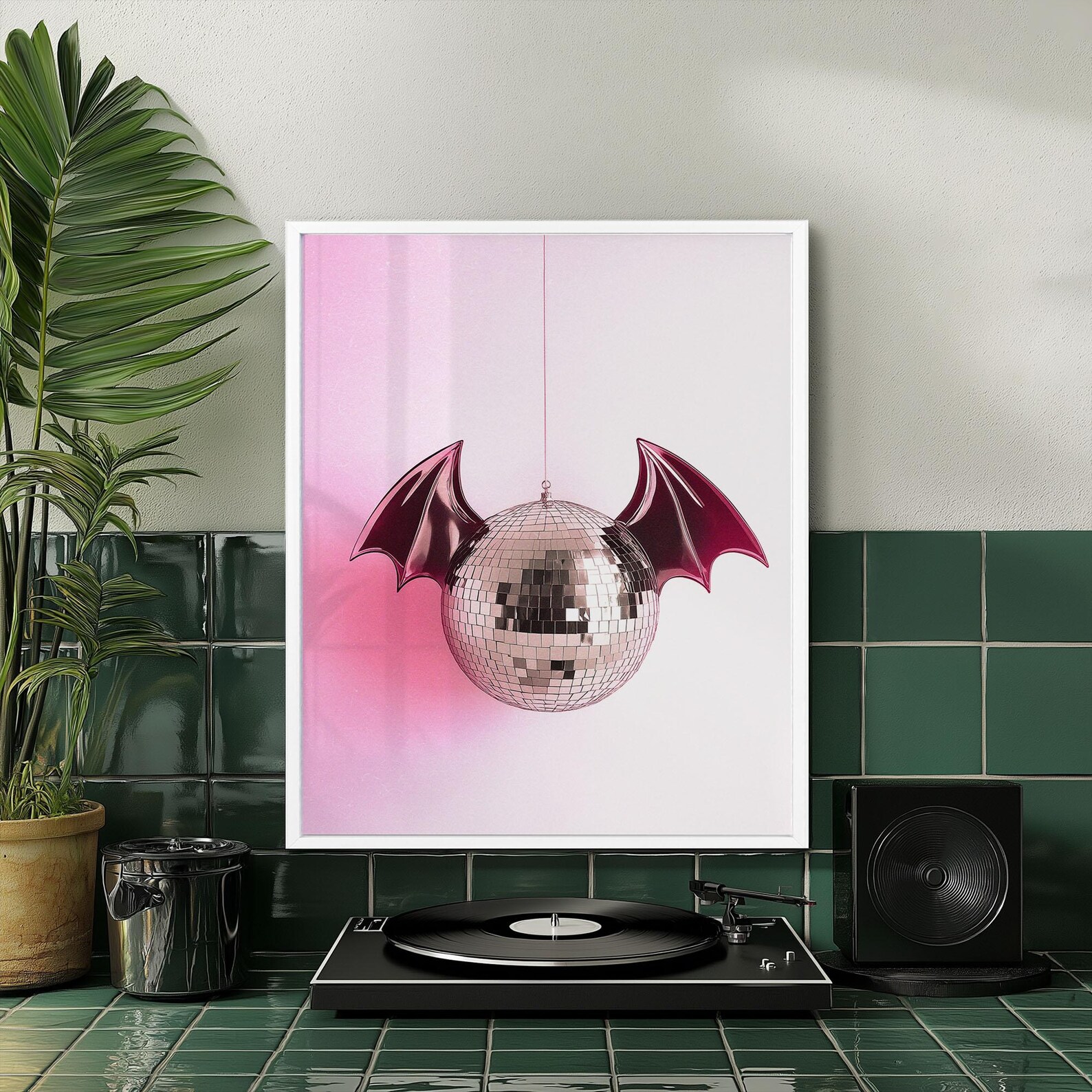 Spooky Halloween Retro Wall Art on Wooden Frames, Fun Halloween Disco ...