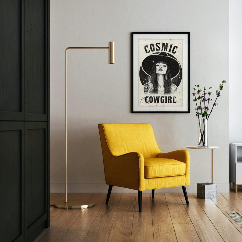 Cosmic Space Cowgirl Digital Wall Art, Y2K Western Decor, Trendy Home ...