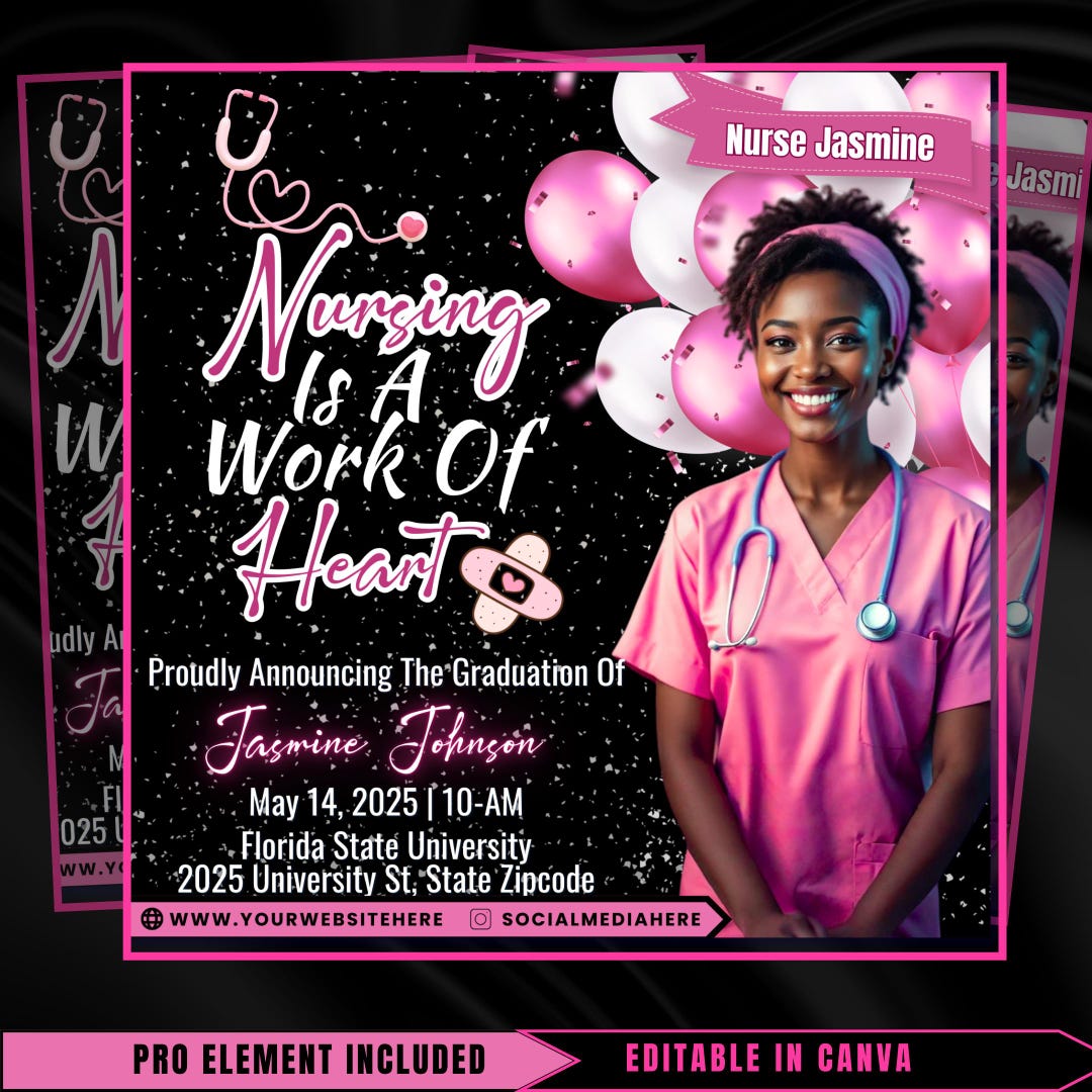 Editable Graduation Flyer, Nursing Flyers, Nursing Grad, College ...
