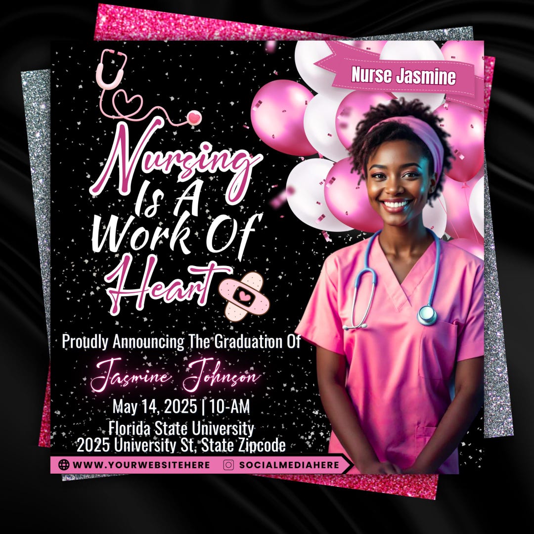 Editable Nursing Graduation Flyer: Canva Template (digital Download) - Etsy