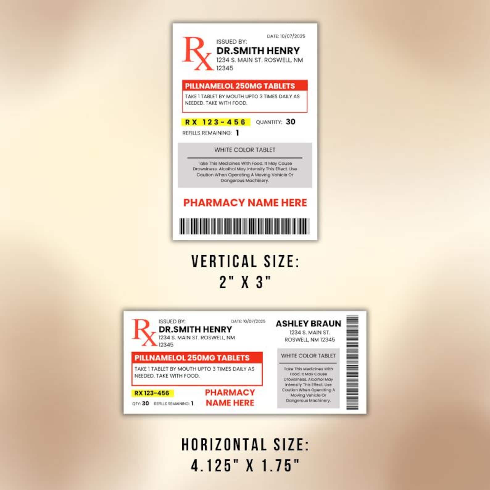 Editable Prescription Label Template: Custom RX Pill Bottle Label ...