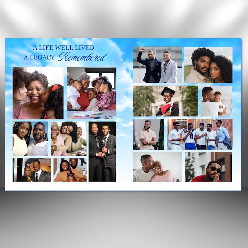 Blue Funeral Program Template: 8-page Memorial, Celebration of Life ...