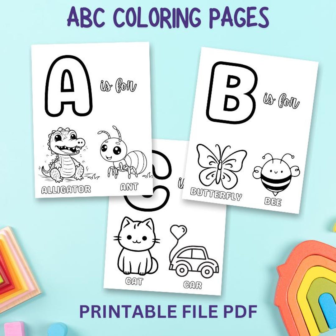 26 Pages ABC Baby Shower Coloring Book, Baby's First ABC Book, Baby ...