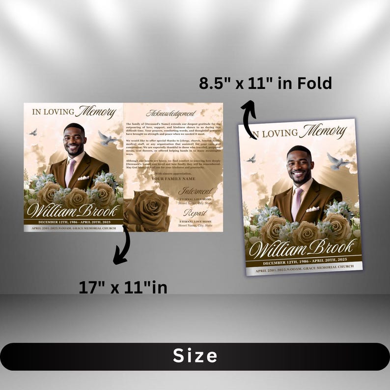 Brown Funeral Program Template: 8-page Memorial, Celebration of Life ...