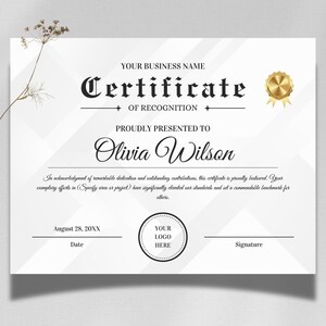 Editable Gold Certificate Template: Modern Recognition Award (canva ...
