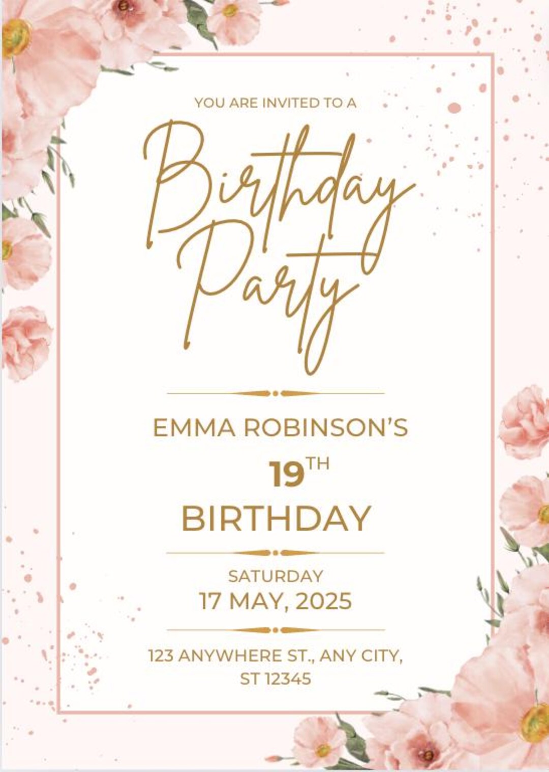 Pink and Gold Elegant Party Invitation - Etsy