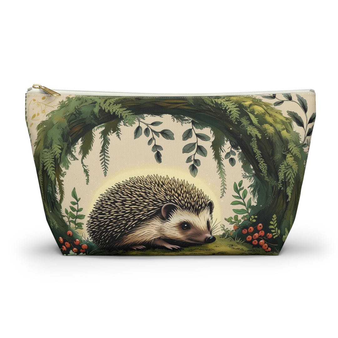 Mossy Hedgehog Accessory Pouch - Makeup Bag - Gift for Cottagecore ...