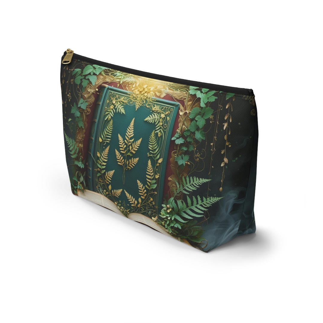 Literary Book & Ferns Accessory Pouch - Art Nouveau Style - Etsy
