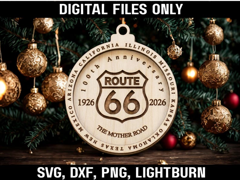 Route 66 SVG | 100th Anniversary 1926–2026 | Laser Cut Ornament ...