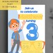 Third Birthday Invite Blue and Orange Theme 3 Years Old Three - Etsy