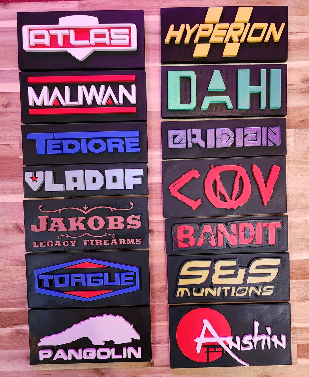 3d Printed Borderlands Weapons Manufacturer Wall Signs - Etsy Canada