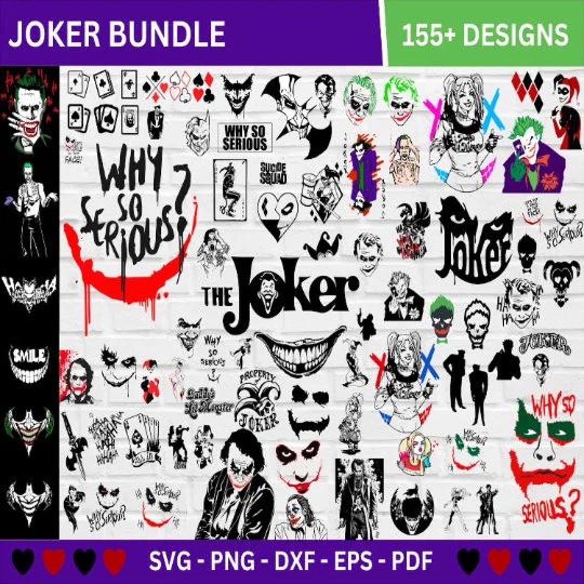 150+ JOKER SVG Designs, Svg Bundle Layered Item, Why so Serious, Cricut ...