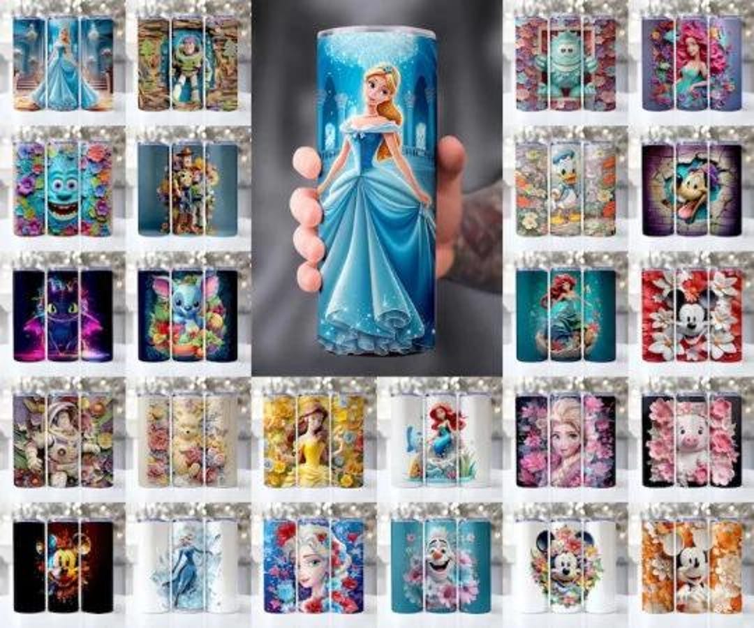 60+ 3D All Styles Cartoon 20oz Skinny Tumbler Bundle Design, 3D Floral ...