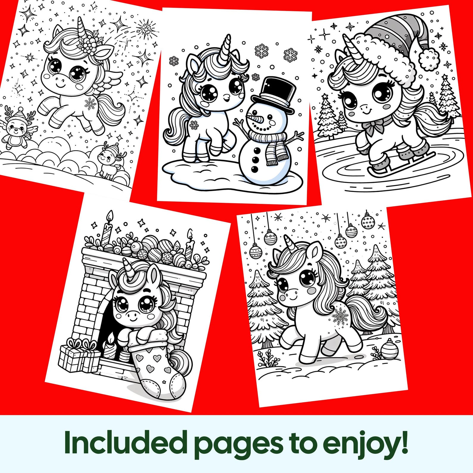 Unicorn Christmas Coloring Pages, Christmas Unicorn Coloring Printables ...