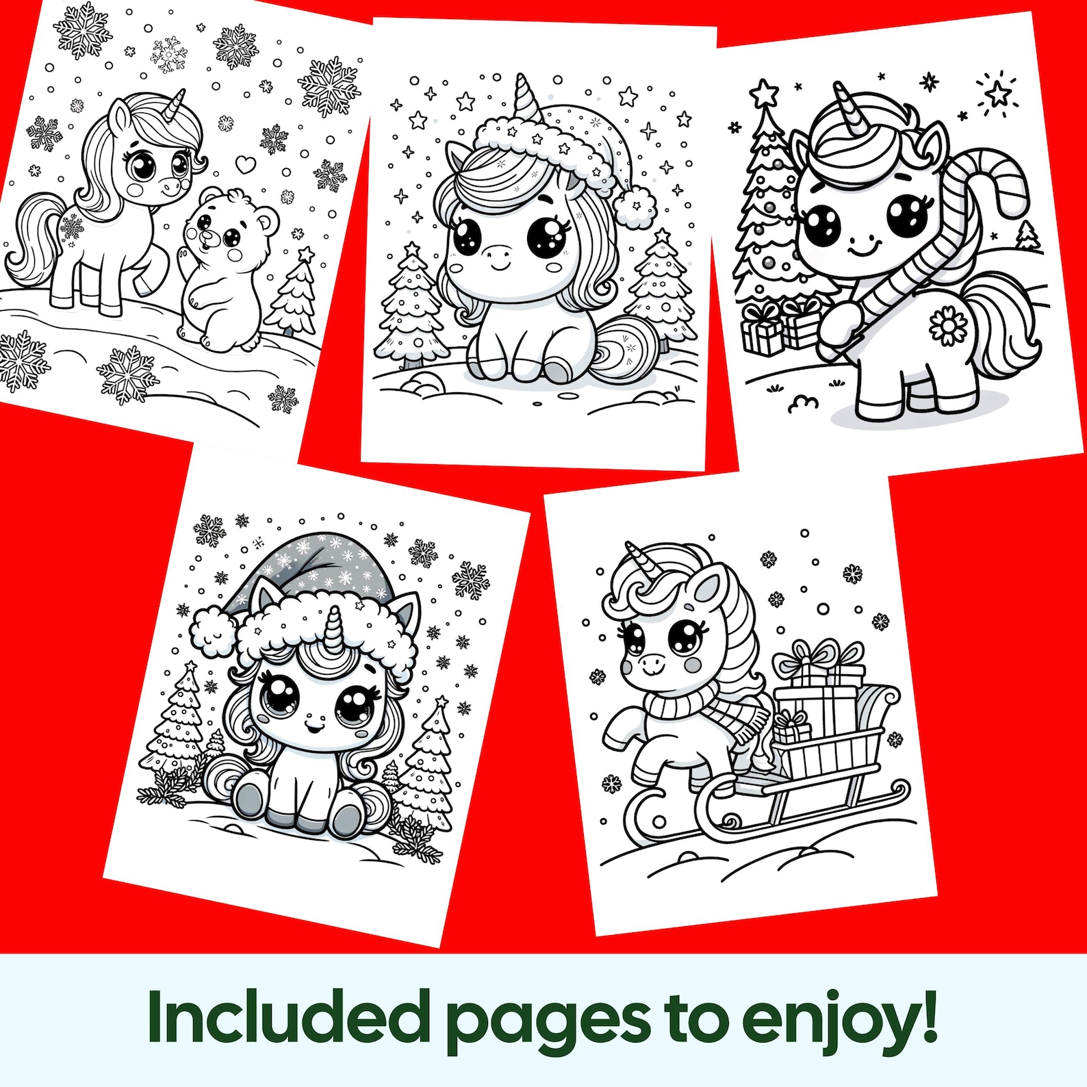 Unicorn Christmas Coloring Pages, Christmas Unicorn Coloring Printables ...