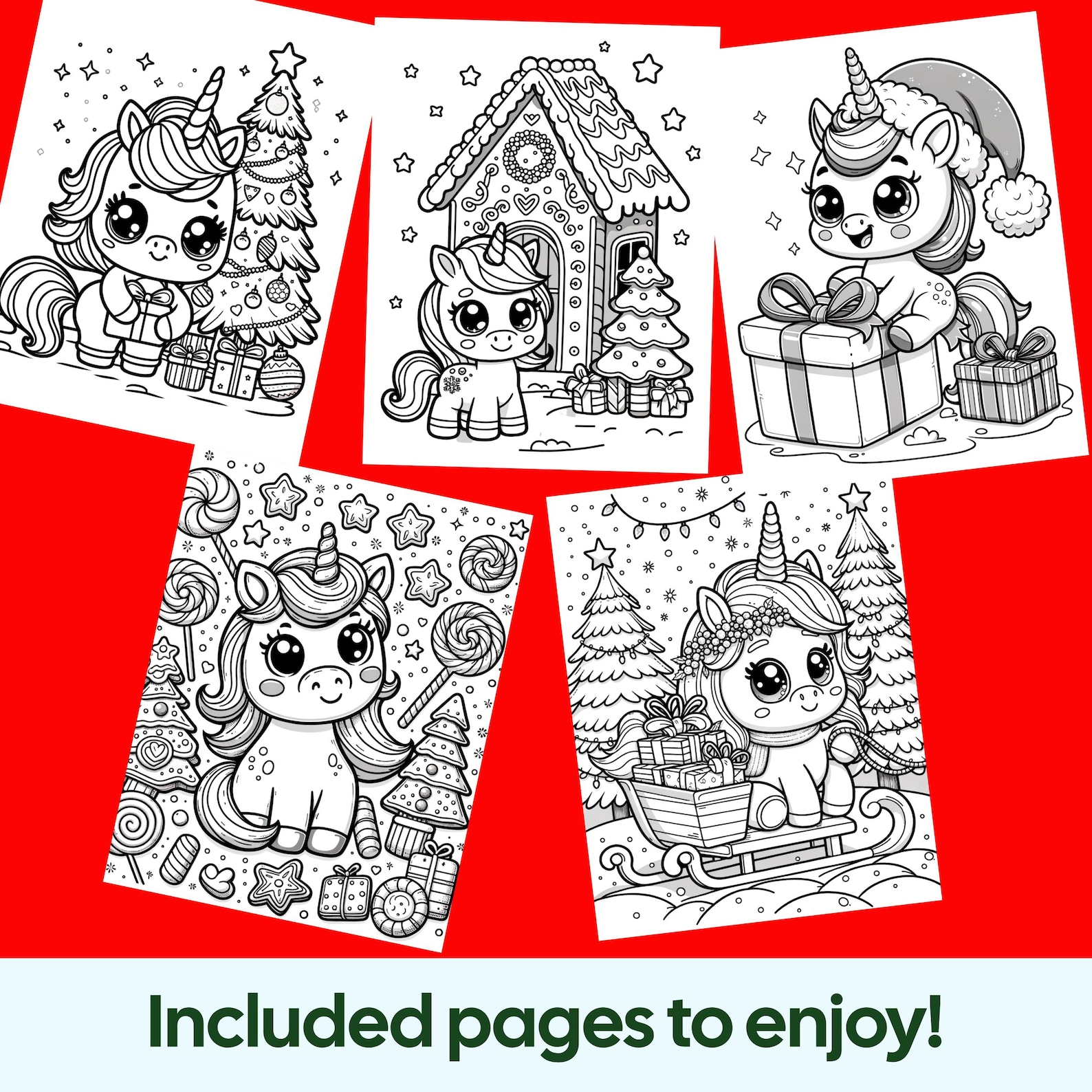 Unicorn Christmas Coloring Pages, Christmas Unicorn Coloring Printables ...