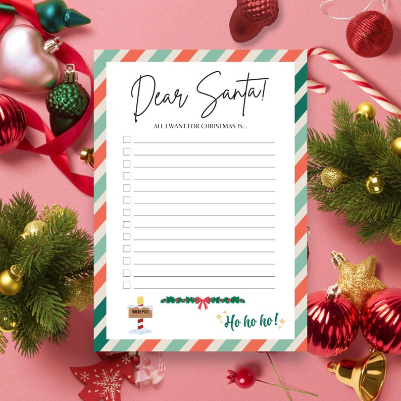 Christmas Wish List Printable, Letter to Santa, Christmas Printable for ...