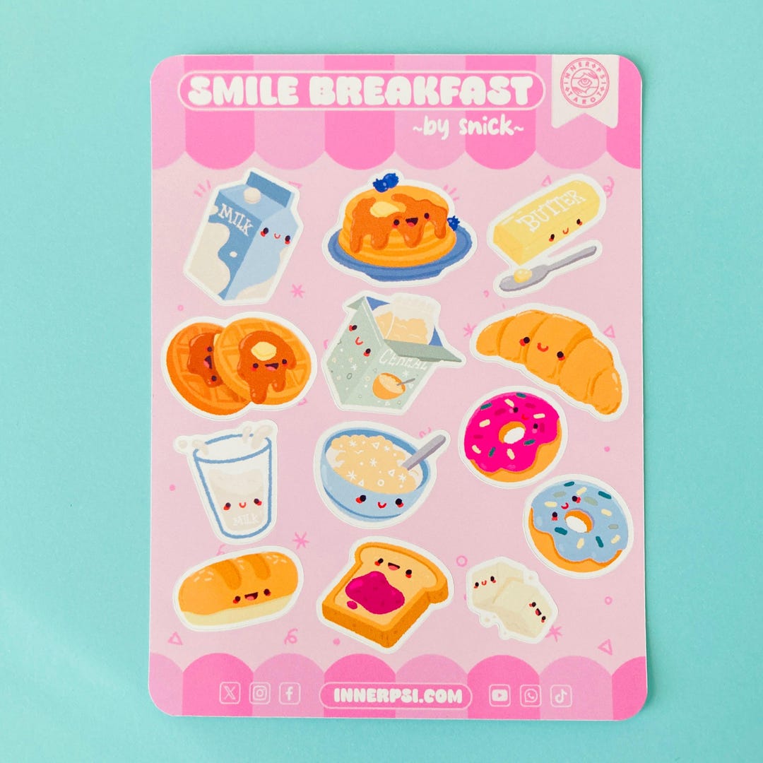 Smile Breakfast Sticker Sheet - Etsy