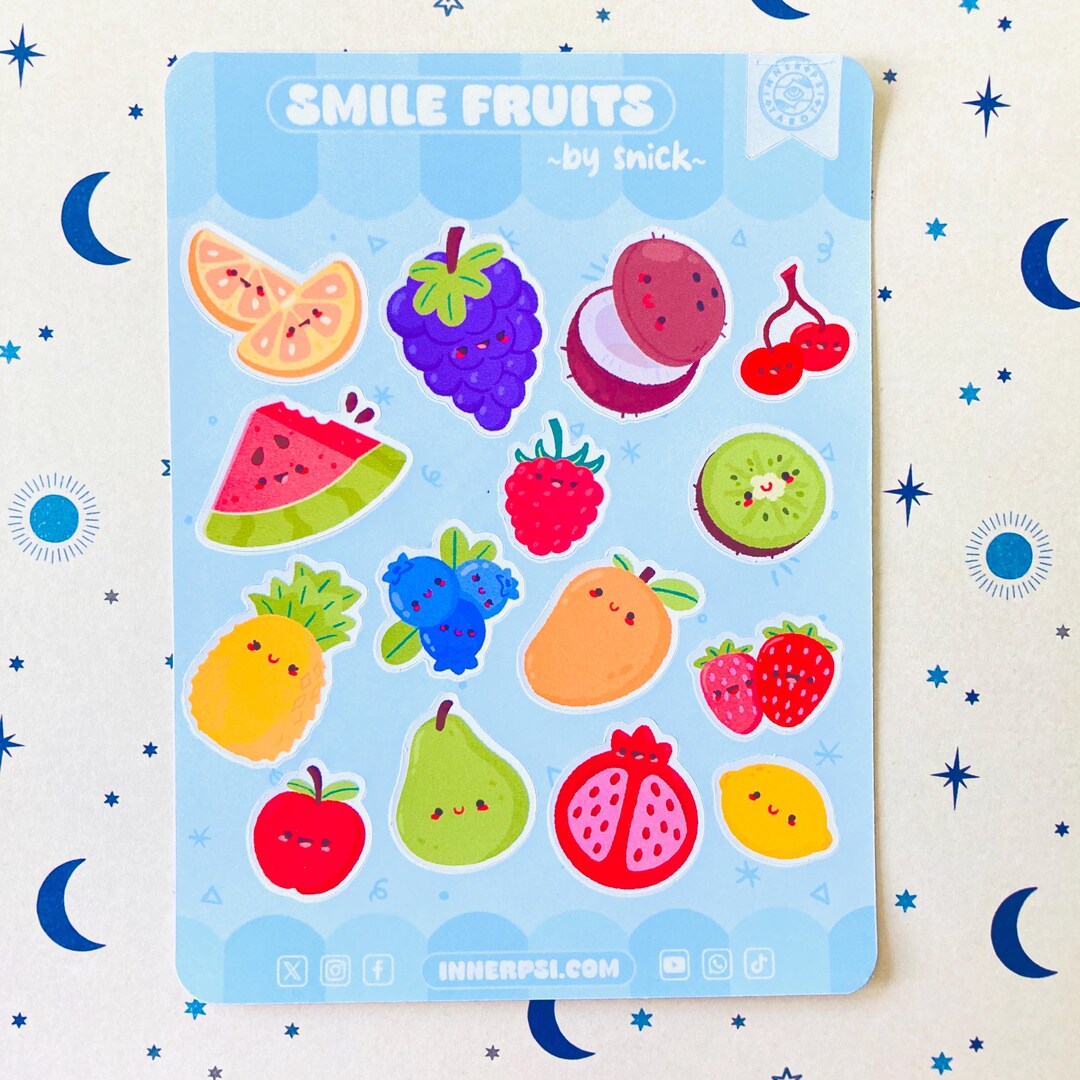 Smile Fruits Sticker Sheet - Etsy