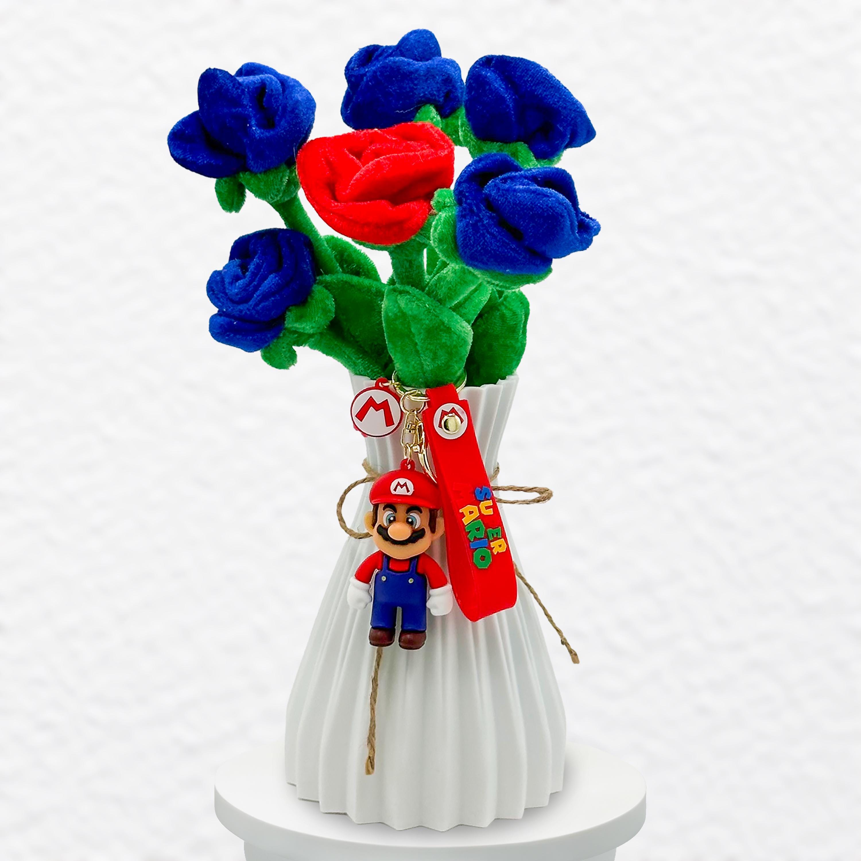 Super Mario Brothers Mario Character Plush Floral Bouquet in A White ...