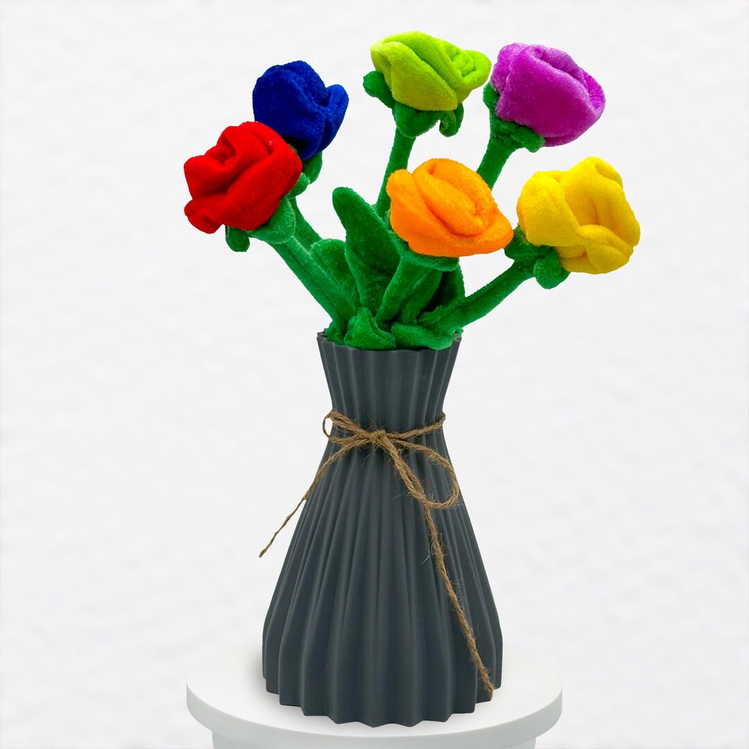 LGBTQ Gift Plush Floral Bouquet in A Gray Vase, Queer Decor, LGBTQIA ...