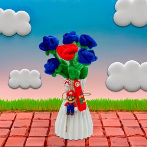 Super Mario Brothers Mario Character Plush Floral Bouquet in A White ...